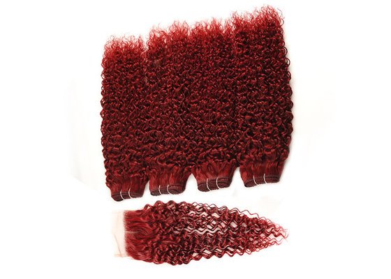 No Shedding Red Peruvian Hair Bundles Can Be Dyed JC Curly Hair Weft