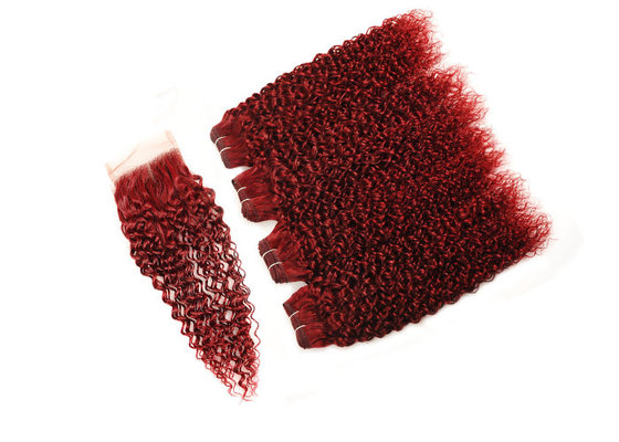 No Shedding Red Peruvian Hair Bundles Can Be Dyed JC Curly Hair Weft