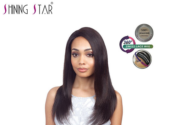 Unprocessed Lace Front Wigs Brazilian Hair / Black Lace Front Human Hair Extensions