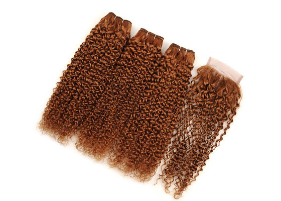 Curly Human Hair Extensions Gold Blonde Color 30 Kinky Curl Human Hair Weave