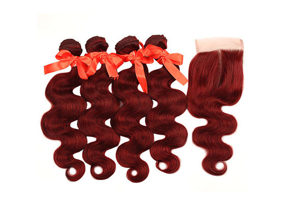 No Shedding 4 Bundles Of Virgin Peruvian Hair , 99J Peruvian Natural Bundle Weave