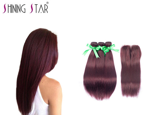 Nice Shine Peruvian Hair Bundles With Silk Closure Chemical Acid Processing