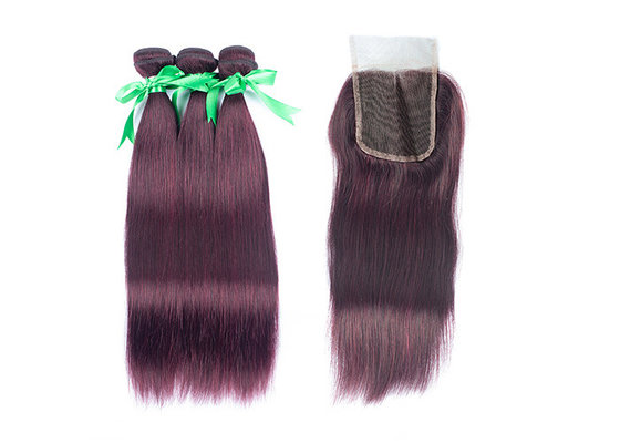 Nice Shine Peruvian Hair Bundles With Silk Closure Chemical Acid Processing