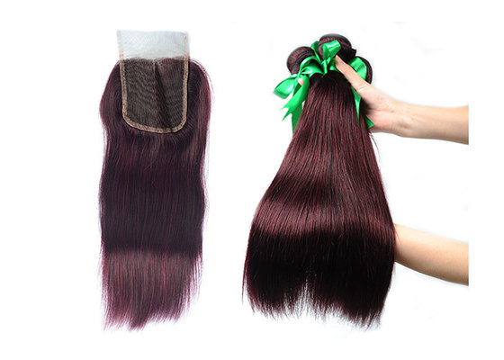Tangle Free Peruvian Straight Human Hair / Remy Burgundy Human Hair Weave