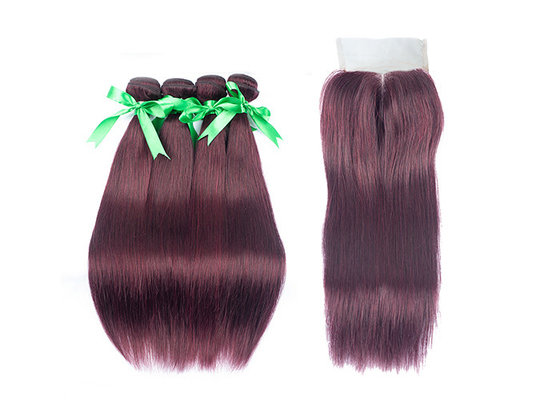 Tangle Free Peruvian Straight Human Hair / Remy Burgundy Human Hair Weave