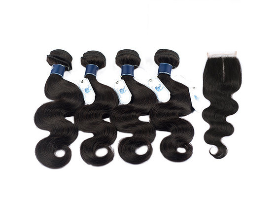 Natural Color Brazilian Bady Wave Hair Human Hair 4 Bundles With Closure
