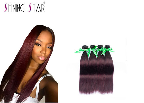 Straight Human Hair Weave Bundles Burgundy #1BBug 3 Bundles Of Weaves