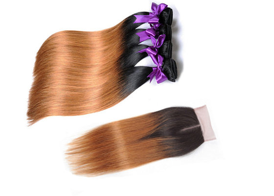 Virgin 4 Bundles Of 100 Human Straight Hair Bundles Wish Closure #1B30  Weaves