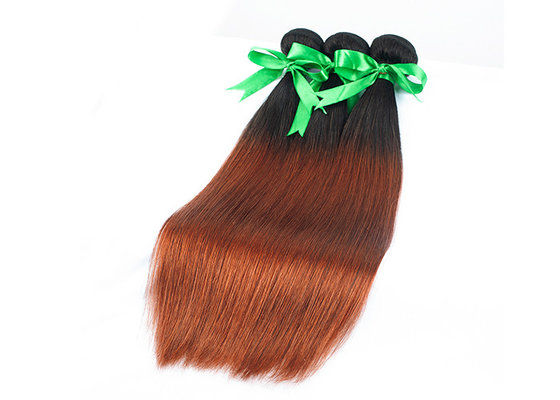 Long Human Hair 3 Boudles Straight Hair Weave Dark Roots Non Remy Color #1B33