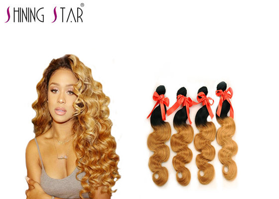 Curly Body Wave Human Hair 4 Boudles Blonde #1B27 Weave No Bad Smell