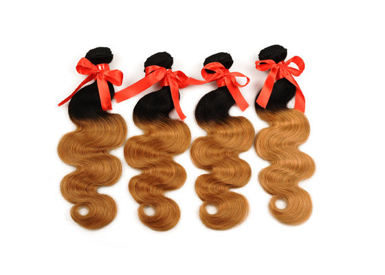 Curly Body Wave Human Hair 4 Boudles Blonde #1B27 Weave No Bad Smell