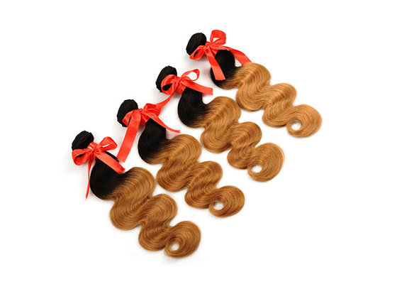 Curly Body Wave Human Hair 4 Boudles Blonde #1B27 Weave No Bad Smell