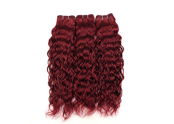 Red Water Wave Bulk Human Hair Bundles 3 Pieces #99J Clip In Small Curly Well
