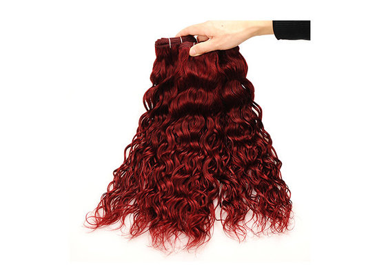 Red Water Wave Bulk Human Hair Bundles 3 Pieces #99J Clip In Small Curly Well