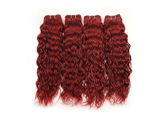 Human Hair Water Wave Crochet Braids Weave 4 Bundles #99J Red Curly Extensions