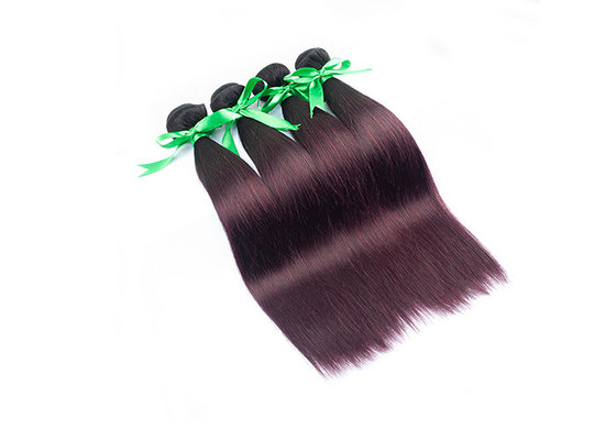 Straight 4Pc Long Brazilian Hair Bundles Weave #1B Dark Root Hair Bundles Burgundy