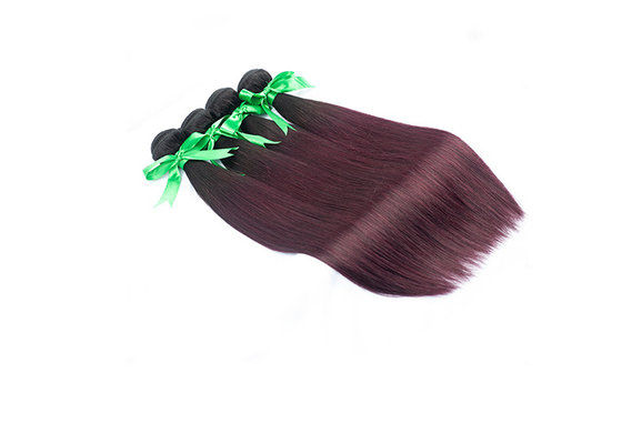 Straight 4Pc Long Brazilian Hair Bundles Weave #1B Dark Root Hair Bundles Burgundy
