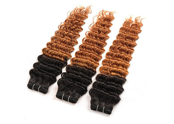 Curly Brazilian Hair Bundles #1B30 Brown Blonde Deep Wave Nice Shine
