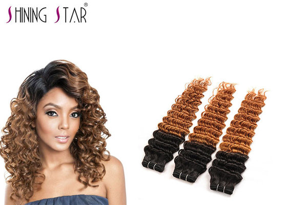Curly Brazilian Hair Bundles #1B30 Brown Blonde Deep Wave Nice Shine