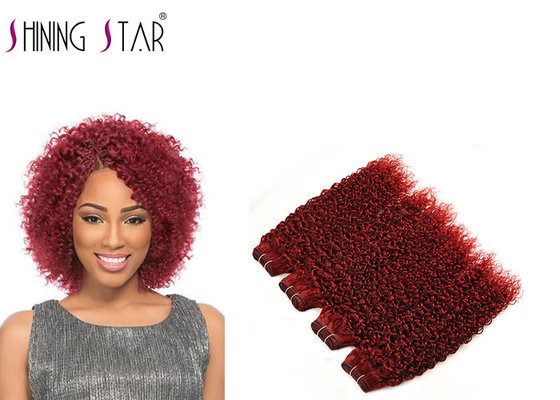 #99j Red Kinky Curly Wave Brazilian Human Hair 4 Bundles Acid Processing