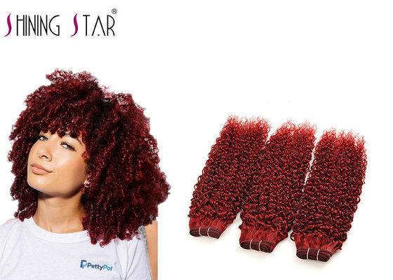 Virgin Kinky Wave Human Hair 3 Brazilian Hair Bundles Medium - Length Style #99j