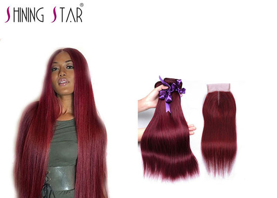Red Burgundy Brazilian Hair Bundles Weave For Beautiful Woman Color Optional