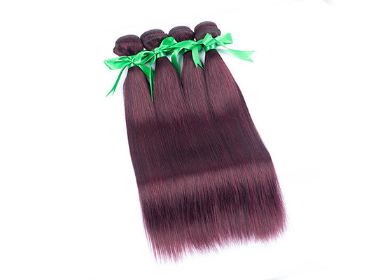100 Peruvian Straight Hair Bundles 4 Bundle Burgundy Color No Shedding / Tangle
