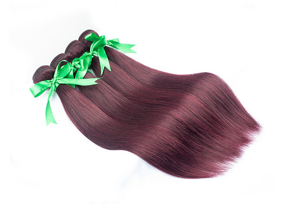 100 Peruvian Straight Hair Bundles 4 Bundle Burgundy Color No Shedding / Tangle