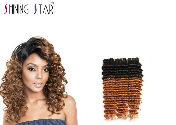 Soft Sliding Human Hair Bundles / Deep Wave Peruvian Hair Weaving 3 Bundles