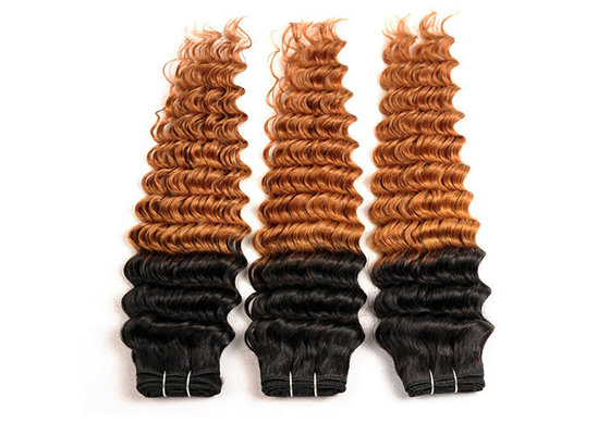 Soft Sliding Human Hair Bundles / Deep Wave Peruvian Hair Weaving 3 Bundles
