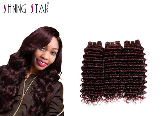 3 Pcs Of Deep Wave Peruvian Hair Elasticity Burgundy No Synthetic Mixed