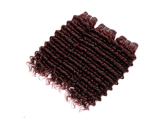 3 Pcs Of Deep Wave Peruvian Hair Elasticity Burgundy No Synthetic Mixed