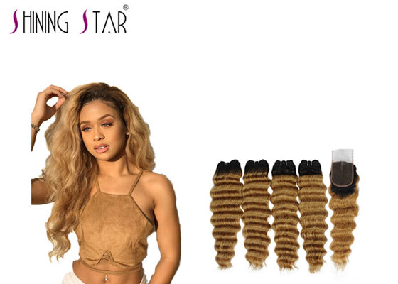 Wholesale Virgin Loose Deep Hair Extensions 4 Hair Bundles With Closure #1B27