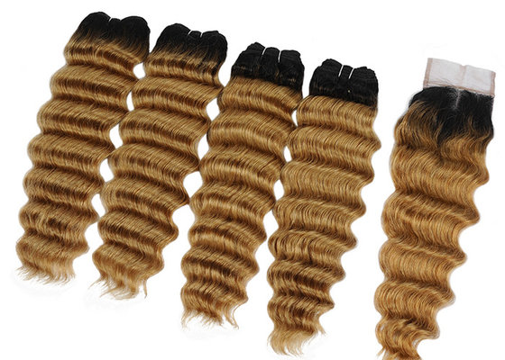 Wholesale Virgin Loose Deep Hair Extensions 4 Hair Bundles With Closure #1B27