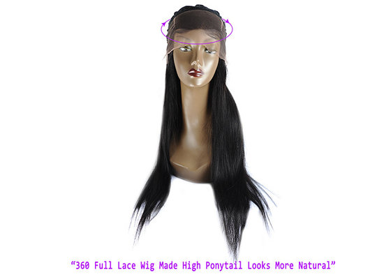 Black Women 360 Lace Frontal Wig , Pre Plucked Human Straight Lace Front Wigs