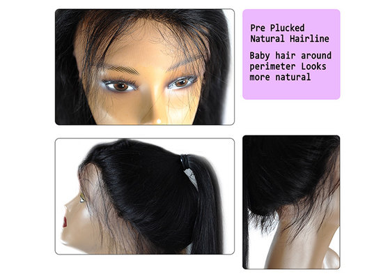 Black Women 360 Lace Frontal Wig , Pre Plucked Human Straight Lace Front Wigs