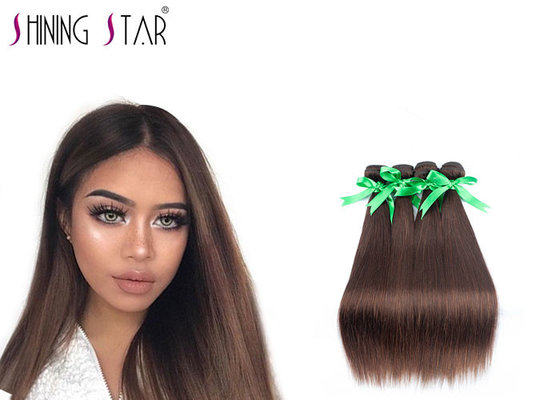 Non - Remy Human Hair Bundles Brown 4 Bundles Brown #4 Colored Straight