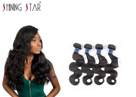 Virgin Natural Black Body Wave Human Hair Weave Four Bundles No Tangle