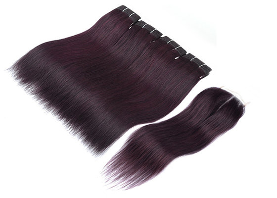 100 Real Human Hair Straight Weave 4 Bundle Deals With Closure #135 Grape Purple