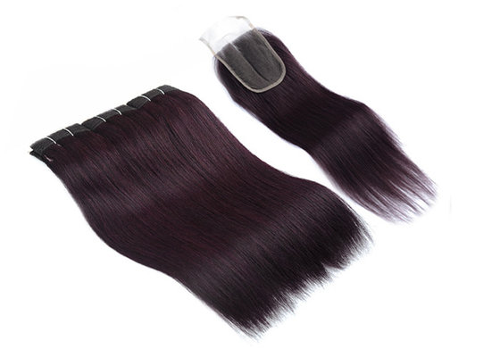 Long 100 Human Hair Straight Weave 3 Pcs With Closure Multi Colors Optional