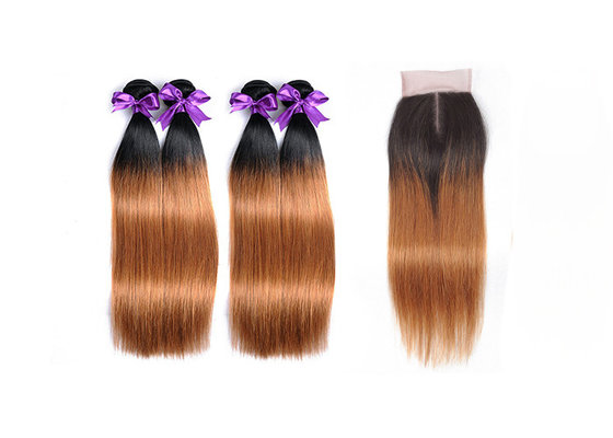 Virgin 4 Bundles Of 100 Human Straight Hair Bundles Wish Closure #1B30  Weaves