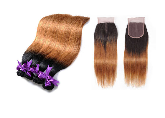 Virgin 4 Bundles Of 100 Human Straight Hair Bundles Wish Closure #1B30  Weaves