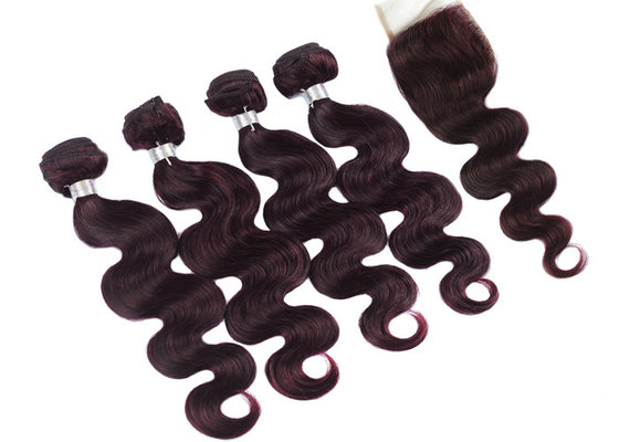 Body Wave Human Hair 4 Bundles With Closure #135 Grape Purple Acceptable Price