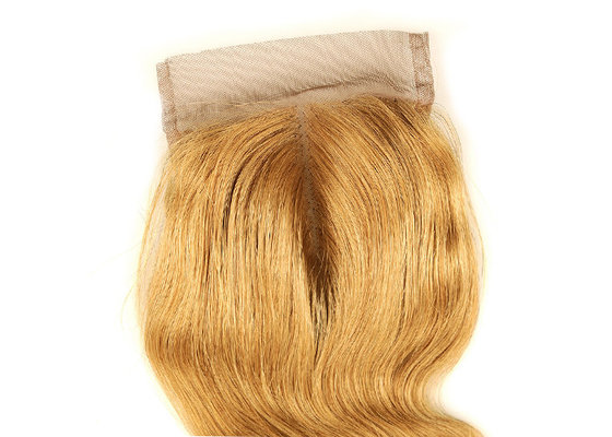 Honey Blonde Body Wave Human Hair Weave With Lace Closure Customized Color