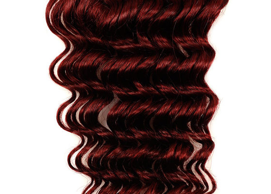 Deep Wave Clip In Hair Extensions Curly Human Hair Weave #99J Red Color