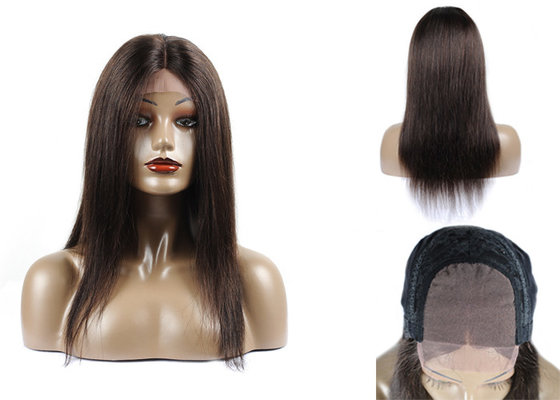 Straight Lace Frontal Wigs Human Real Hair light brown #2 Color Middle Part For Woman