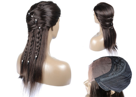 Straight Lace Frontal Wigs Human Real Hair light brown #2 Color Middle Part For Woman