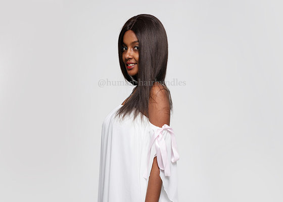 Straight Lace Frontal Wigs Human Real Hair light brown #2 Color Middle Part For Woman