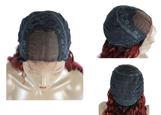 Loose Deep Human Hair Long Lace Front Wigs Red  #1b99j Color Middle Part For African American