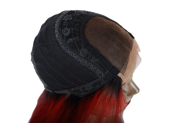 Lace Front Wigs T1B Red Ombre Straight Human Hair 14-32 Long Lace Wig Adjustable Cap